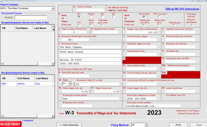 Creating transmittal forms W-3 1096 – CUSTSUPP